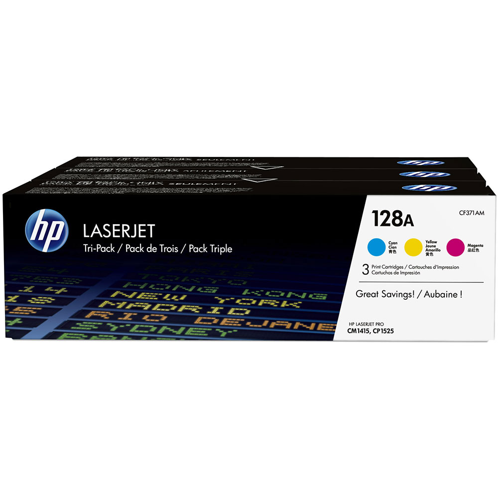 HP CNHPCF371AM 128A Toner Cartridge Tri-Pack CMY (1,300 Pages) HP CNHPCF371AM 128A Toner Cartridge Tri-Pack CMY (1,300 Pages)
